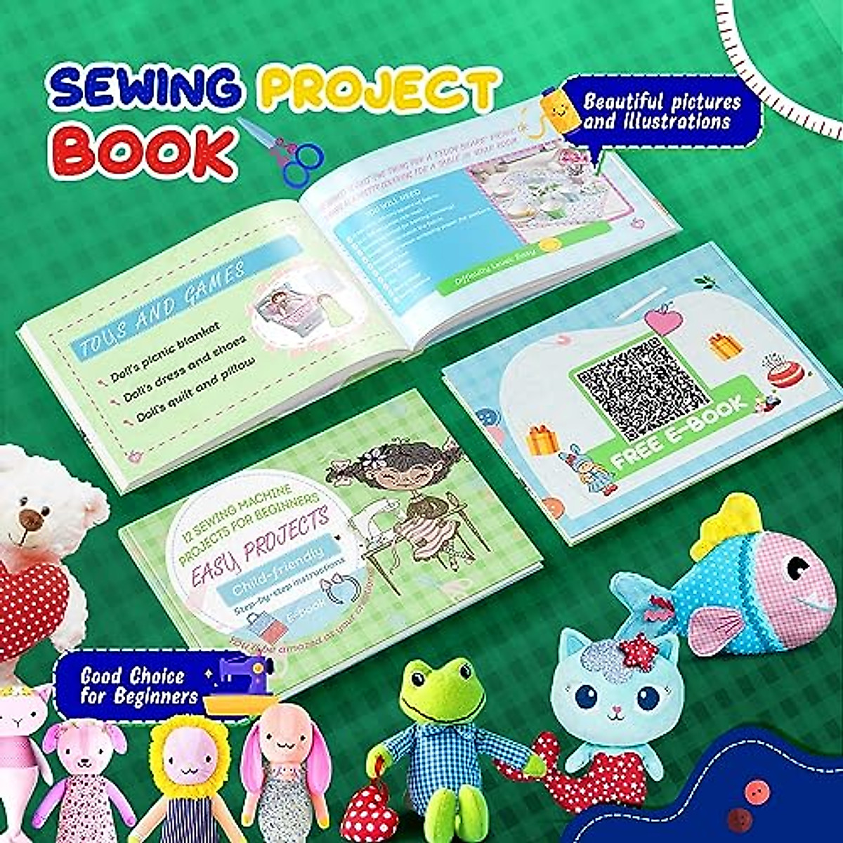 Mini Sewing Machine with 123 Pcs Sewing Kit for Beginners, Dual Speed Portable Sewing Machine with Light and Finger Guard, Electric Sewing Machine Suitable for Household, Travel, Kids, Adults, DIY