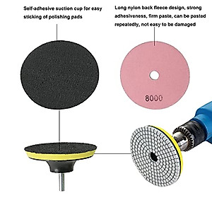 McopKrmo 5 Inch Diamond Grinding Pads for Tile, 10pcs Wet/Dry Diamond Sanding Polishing Sheet Granite Stone Polish Kit for Concrete Marble Countertop Quartz 50#~8000# with Backer Pads Thread 5/8"