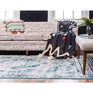 Unique Loom Sofia Collection Area Rug - Salle Garnier (9' x 12' 2" Rectangle, Blue/ Ivory)