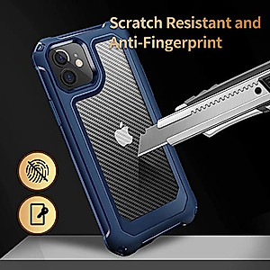 Tuerdan Designed for iPhone 12 Case, iPhone 12 Pro Case, [Military Grade Shockproof] [Soft Bumper & Hard Back] Anti-Scratches, Fingerprint Resistant, Protective Phone Case - 6.1 inch, Blue