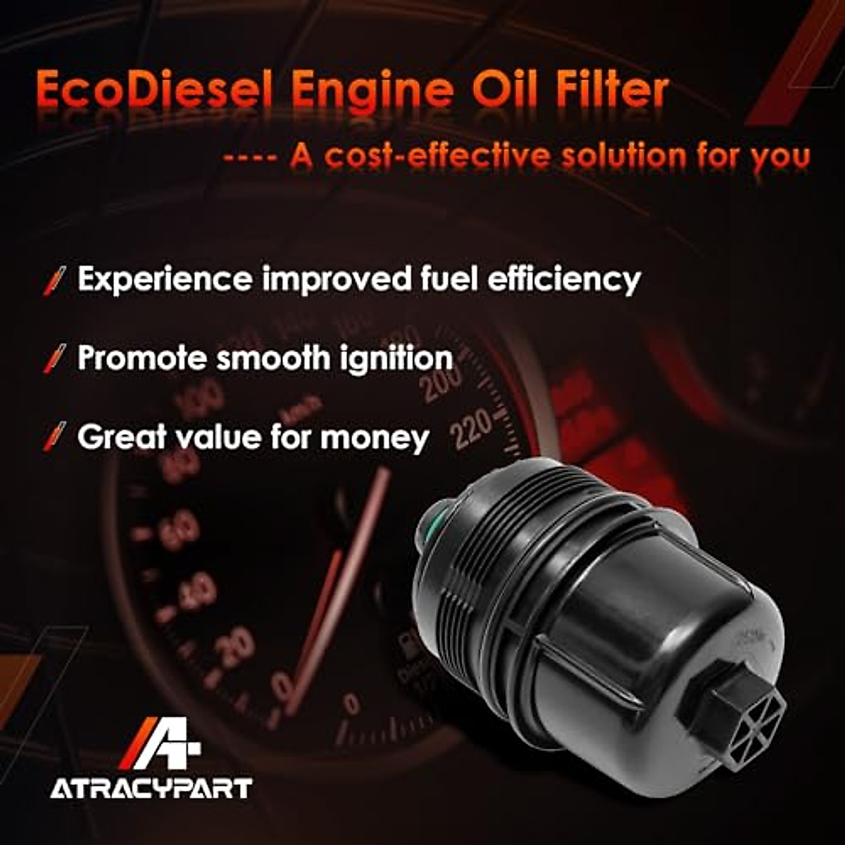 Engine Oil Filter, Compatible With 2020-2023 Jeep Wrangler JL, 2021-2023 Jeep Gladiator, 2020-2023 Ram 1500 DT 3.0L V6 EcoDiesel, Replaces# 68507598AA, 68498720AA