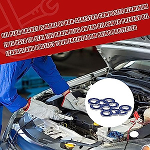 Ziciner 12 Pcs Oil Drain Plug Gaskets, Aluminum Engine Oil Drain Plug Washer Gaskets, Auto Oil Crush Washer Seals Replacement Accessories, Universal Fit for Most OEM 90430-12031 (Blue, 12 Pcs)