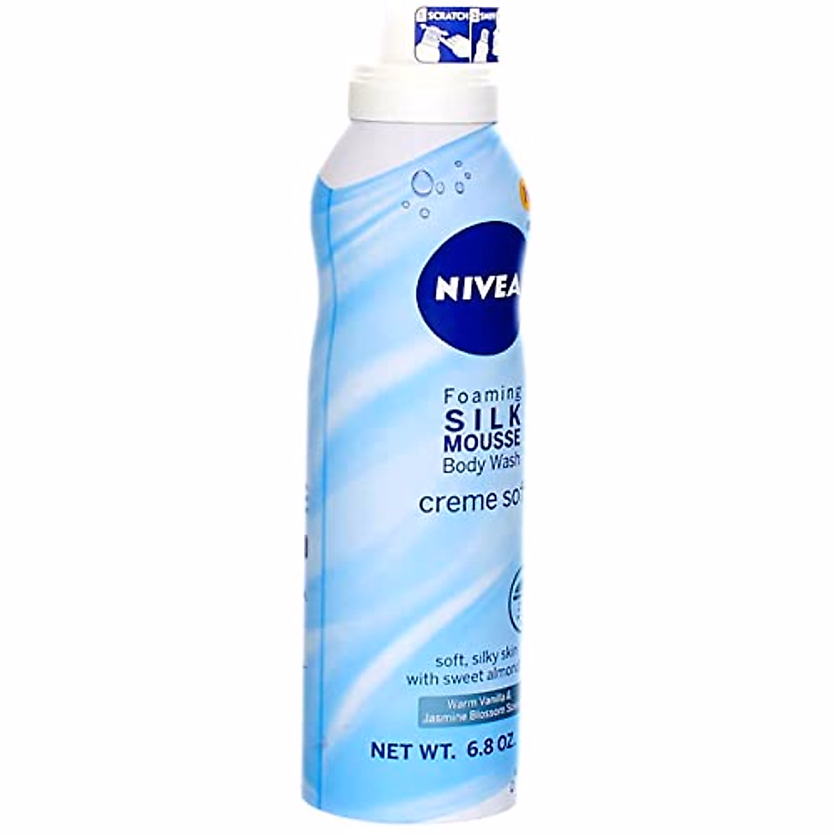 Nivea Creme Soft Foaming Silk Mousse Body Wash, Vanilla and Jasmine Blossom, 6.8 Ounce