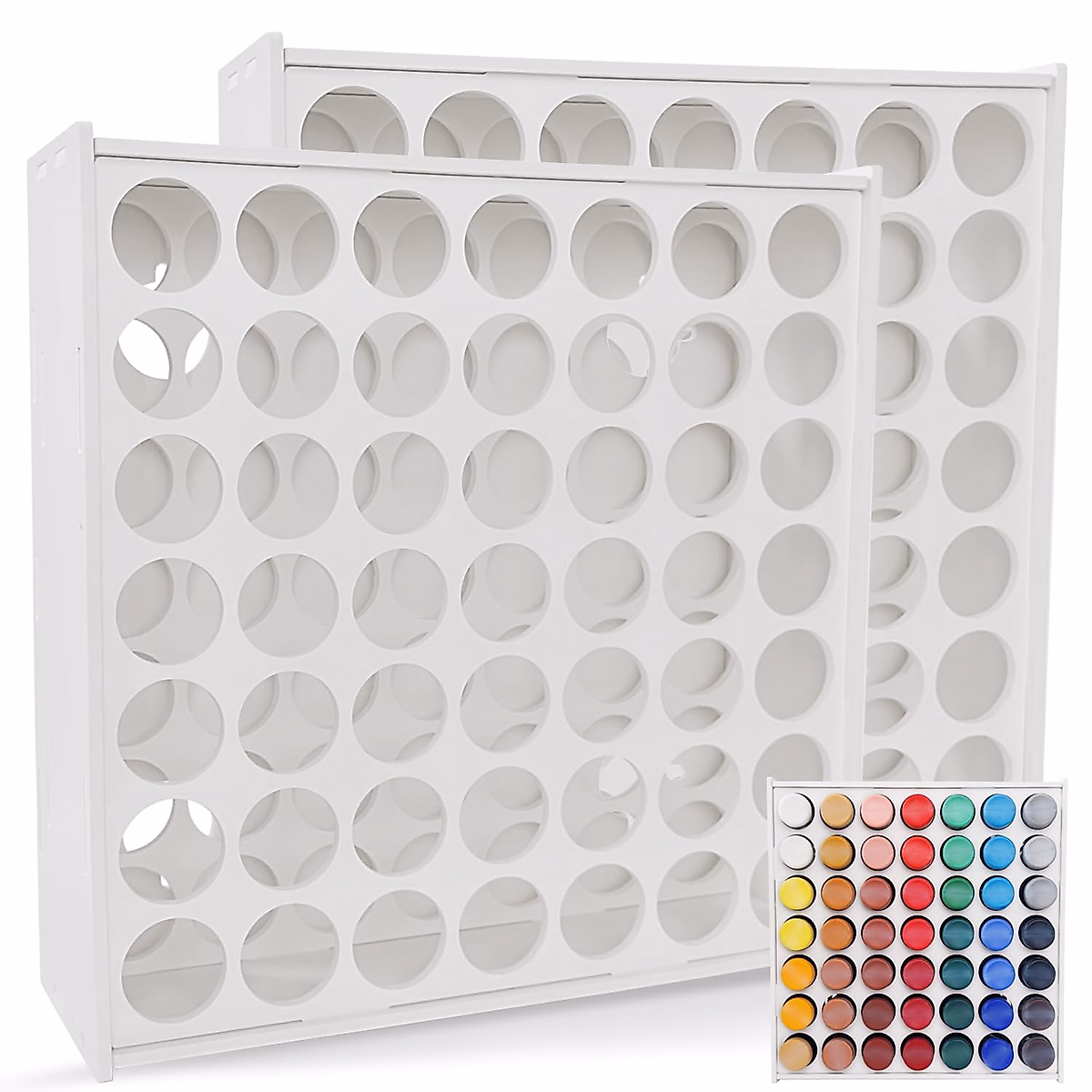 Anmboor 2pack Acrylic Paint Organizer 49 Holes Craft Paint Storage for for Apple Barrel, Folkart 2oz Craft Paints