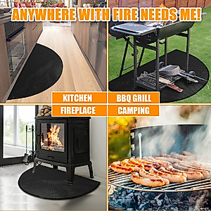 HOMSHIAM Fireplace Mat, Fireplace Floor Mat, Fireplace Mats Fireproof 28×49 Inch Half Round Hearth Mat Protects Floors from Sparks Embers