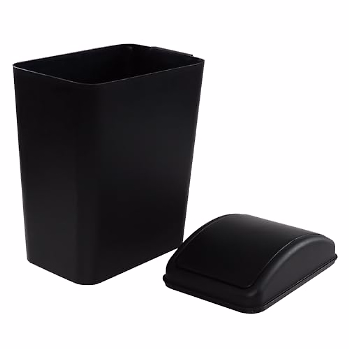 Easymanie 16 L Plastic Garbage Can with Swing Lid, Black Kitchen Slim Trash Can