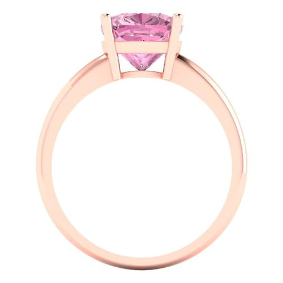 Clara Pucci 2.5 ct Cushion Cut Solitaire Pink Simulated Diamond Wedding Bridal Designer Anniversary Engagement Ring Real 14k Rose Gold