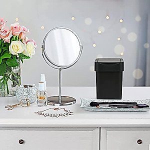 carrotez Mini Trash Can, Countertop Trash Can, 2 Liter/ 0.5 Gallon, Mini Wastebasket, Small Trash Can, Garbage Container Bin for Coffee Bar, Bathroom, Office, Countertop, Bedroom - Black