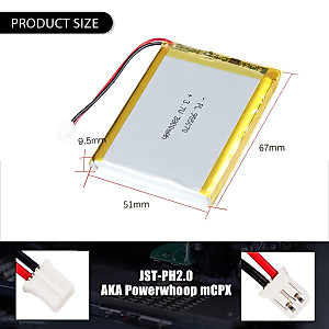 AKZYTUE 3.7V 3800mAh 955070 Lipo battery Rechargeable Lithium Polymer ion Battery Pack with PH2.0mm JST Connector