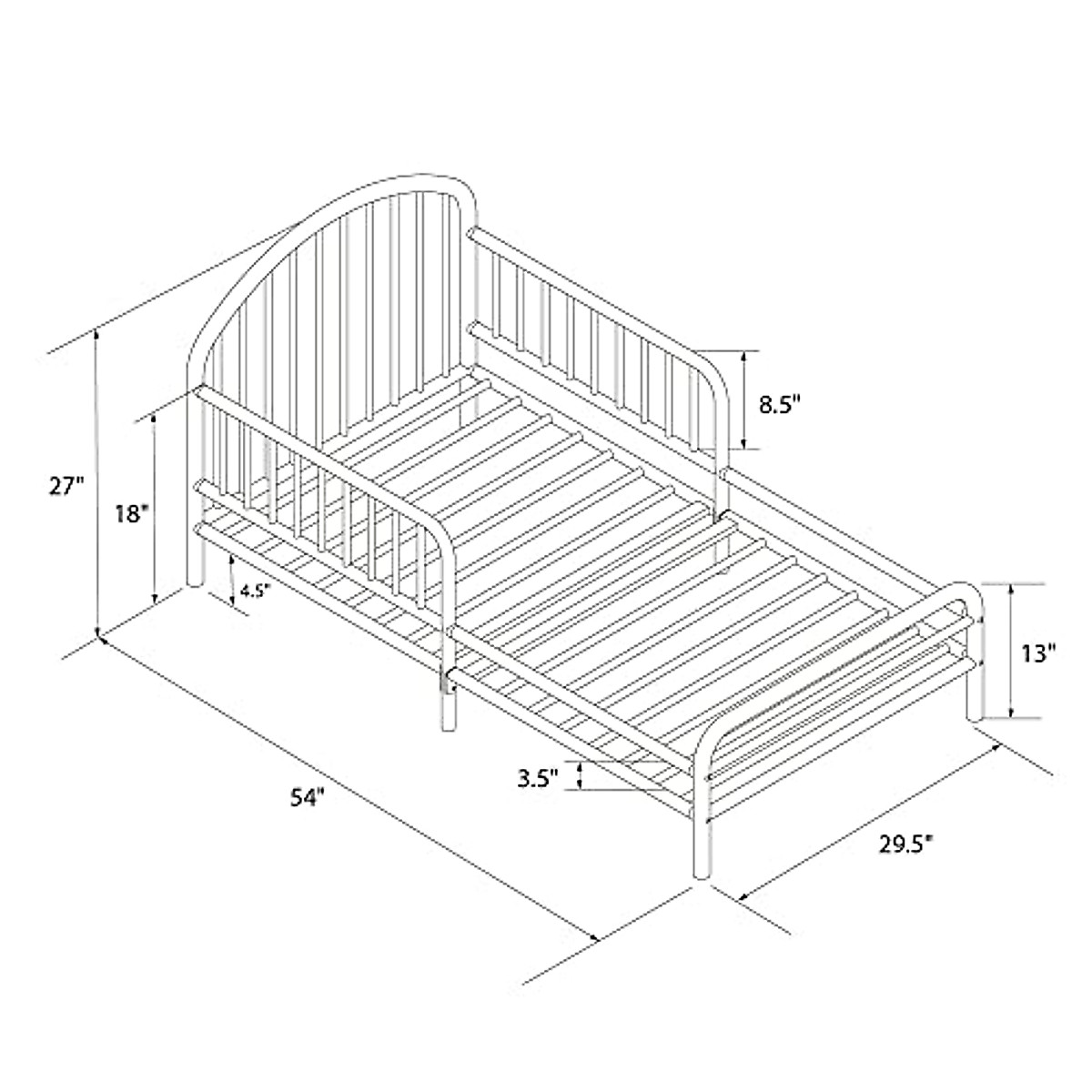 Little Seeds River Metal Toddler Bed, Black