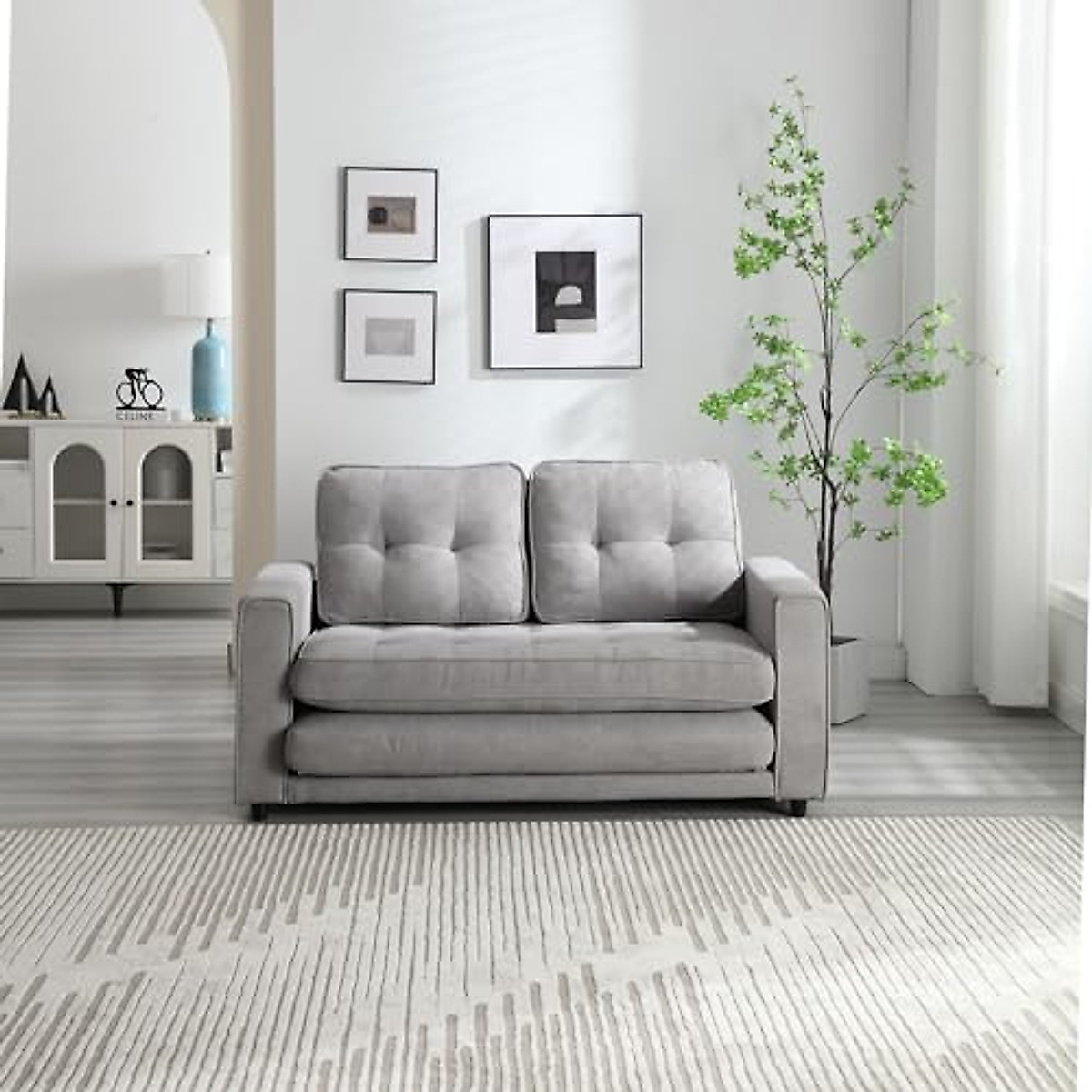 Eafurn 3 Fold Convertible Sleeper Sofa Bed Pull Out Loveseat Versatile Floor Couch for Living Room Home Office RV Furniture