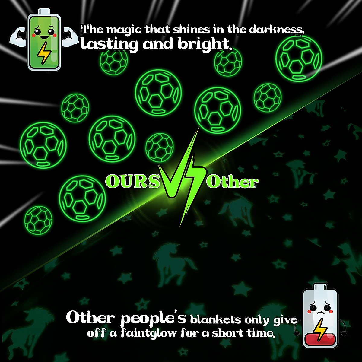 UOMNY Glow in The Dark Blanket for Boys Soft Football Throw Blanket Kids Luminous Balls Blankets for Couch Bedroom Decor Luminous Blanket Grey 50 x 60 inch ﻿