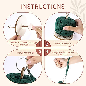 LAMHIMD Wrist Yarn Holders, Wooden Yarn Ball Holders, Portable Yarn Holders with Leather Wristband for Crocheting, Yarn Spinners are Gift for Crochet Lover