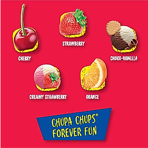 Chupa Chups Candy, Lollipops Mini, Bulk Candy Suckers for Kids, Halloween, Cremosa Ice Cream, 7 Assorted Flavors, Variety Pack for Gifting, Parties, Office, 240ct