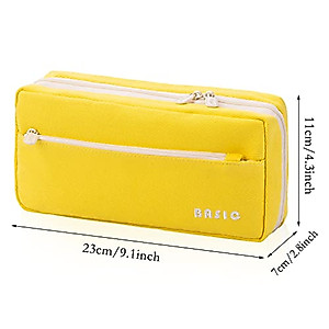 iSuperb Big Capacity Pencil Case Large Pencil Pouch Passport Bag Zipper Stationery Storage Cosmetic Makeup Bag Organizers for Women (Beige)