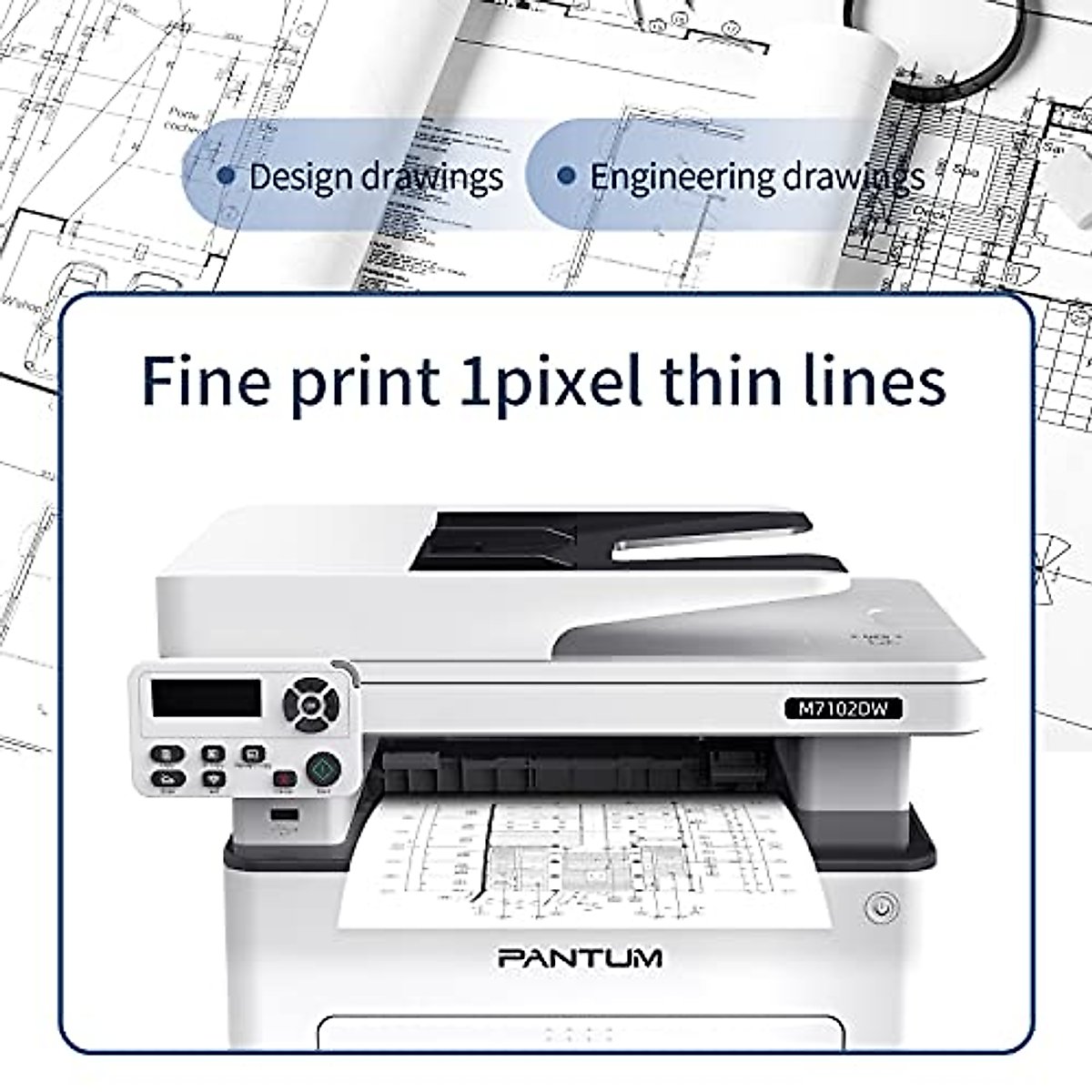 Pantum M7102DW Monochrome Wireless All-in-one ADF Multifunction Laser Printer, Auto Duplex, Copy＆Scan(W5G63B) with TL-410X