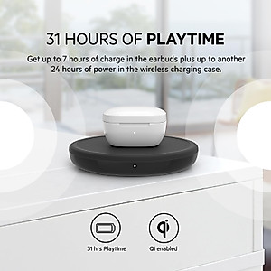 Belkin SoundForm Rise True Wireless Ear Buds with Wireless Charger Case, Dual Microphone, IPX5 Water Resistant Earbuds, Bluetooth Headphones, Compatible with iPhone, Galaxy, and More - White