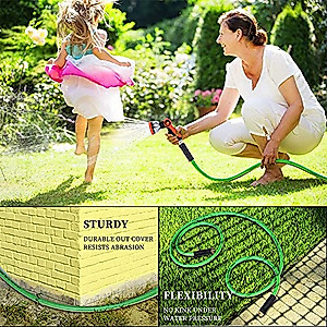 HQMPC Garden Hose 5/8"IDx20' Hose Durable PVC Non Kinking Heavy Water Hose with Brass Hose Fittings (20 FEET)