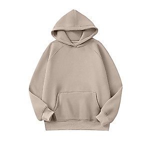Caracilia Womens Oversized Hoodies Sweatshirts Long Sleeve Fleece Pullover Tops 2024 Preppy Fall Outfits Teen Girls Clothes Khaki M