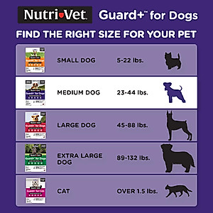 Nutri-Vet Guard+ for Dogs - Flea & Tick Prevention Treatment for Medium Dogs 23-44 lbs. - Waterproof Topical- 90 Days of Protection - 3 Monthly Doses