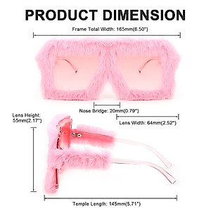 Karsaer Vision Plush Fuzzy Flat Top Fashion Square Large Shades Punk Soft Velvet Shade Party Eyewear…