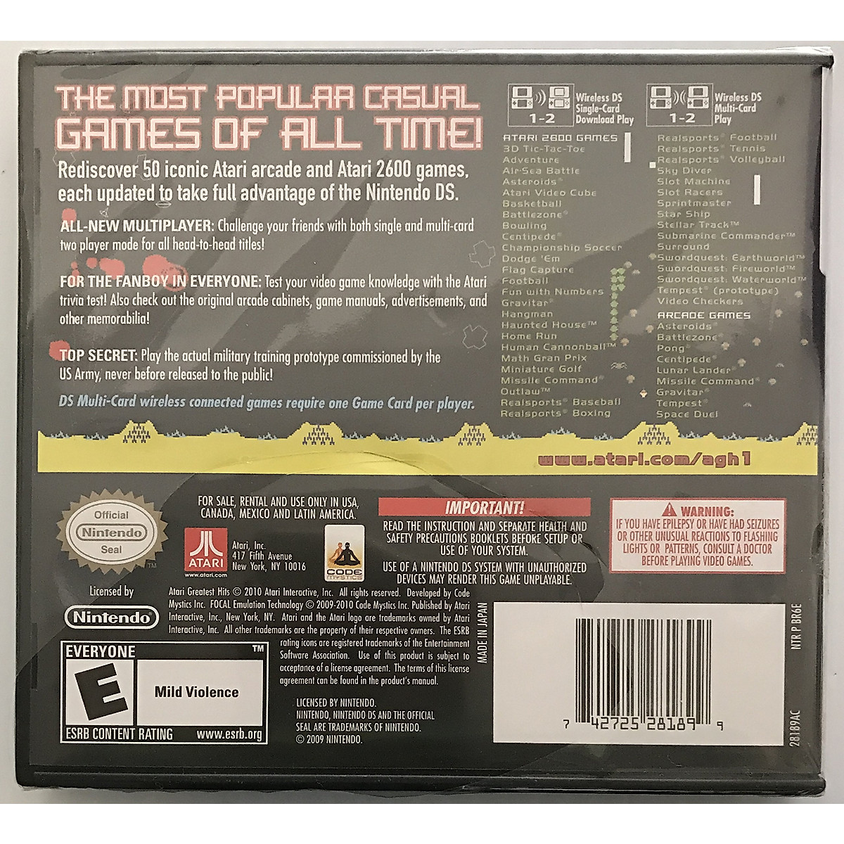 Atari's Greatest Hits, Volume 1 - Nintendo DS