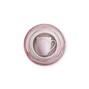 Stone Lain Marble Porcelain Dinnerware Set, 16 Piece Service for 4, Matte Pink
