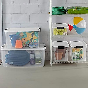 Sterilite 30 Quart Clear Plastic Stackable Storage Container Bin Box Tote with White Latching Lid Organizing Solution for Home & Classroom, 18 Pack
