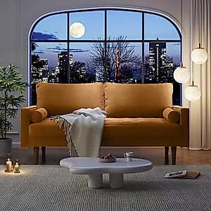 SILKIR Velvet Furniture for Small Spaces, Mid-Century Modern Loveseats for Living Room, Love Seat Couch Sofas, 70 Inches, Ginger