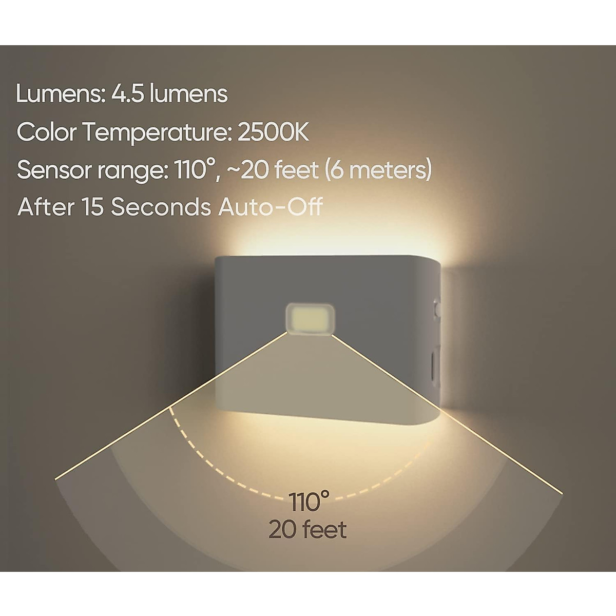 WYZE Rechargeable Night Lights with Dusk to Dawn & Motion Sensors, Warm & Soft White Stair Lights for Bathroom, Hallway, Linkable, Magnetic Mount, 3 Pack