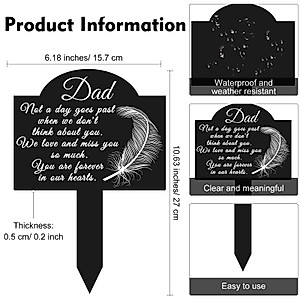 Roowest Valentine's Day Memorial Stakes Cemetery Grave Decorations Acrylic Grave Plaque Stake Markers Sympathy Garden Stake Waterproof for Gift Cemetery Outdoors Yard(Dad, Dad)