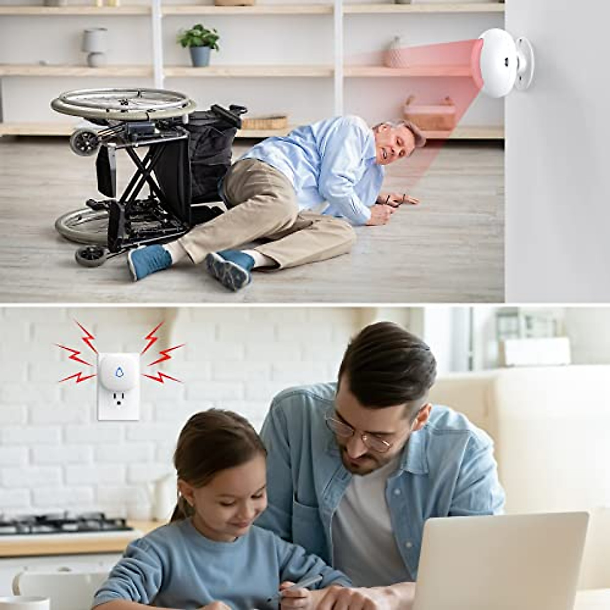 Wireless Motion Sensor Door Chime: Business Entry Doorbell Indoor Motion Detector Buzzer (500Ft Range, 32 Tunes, 5 Level Volume) Store Entrance Alert Bell Bed Alarm for Elderly Dementia Patients