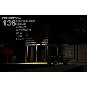 MagicPro Solar Lights Motion Sensor Solar Powered Light - 136 LED Outdoor Security Lighting for Porch, Garden, Driveway, Energy Saving, Durable and Waterproof White Light 2PK