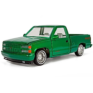 All Star Toys 1992 Chevy 454SS Pickup Lowrider Truck Candy Green 1/24 Diecast Model Motormax Get Low 79036 Exclusive