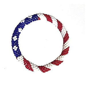 Wigspedia Crochet Glass Seed Bead Nepal Boho Bracelet - USA Flag
