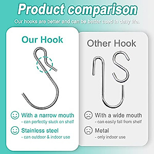 Qfeley Small S Hooks Stainless Steel, 100pcs S Shaped Metal Hooks Stainless Steel S Clip Hangers Connectors Christmas Ornaments Hanging Hooks for Christmas Wire Shelving Bathroom Office, 1.7”/4.3cm