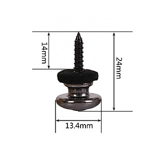 Kasteco 6 Pieces Mushrooms Head Guitar Strap Buttons Strap Locks Chrome (Black)