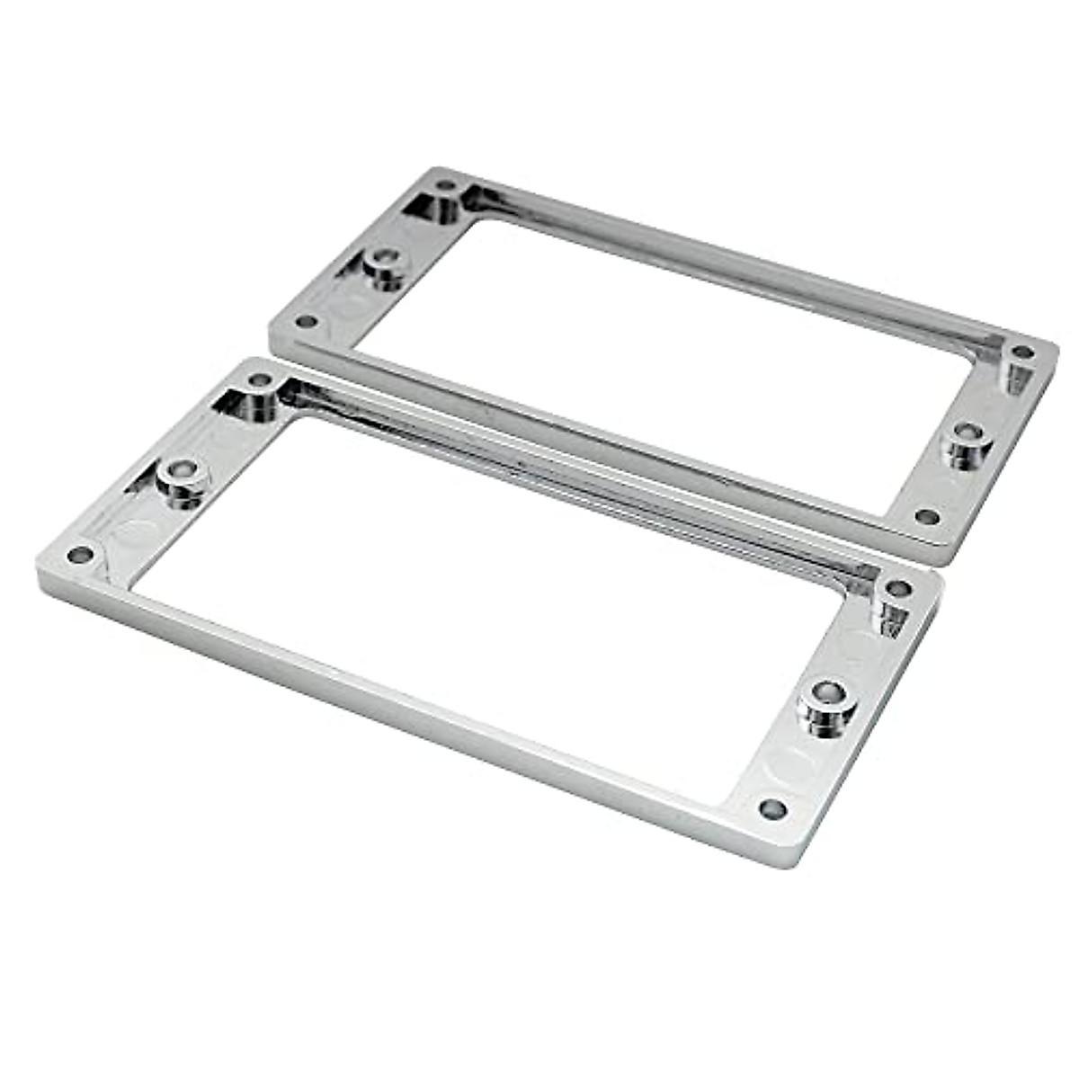 MusiclilyMetal Flat Humbucker Pickup Mounting Ring Set Humbucker Pickup Frame Replacement for Electric Guitar, Chrome (Pack of 2)