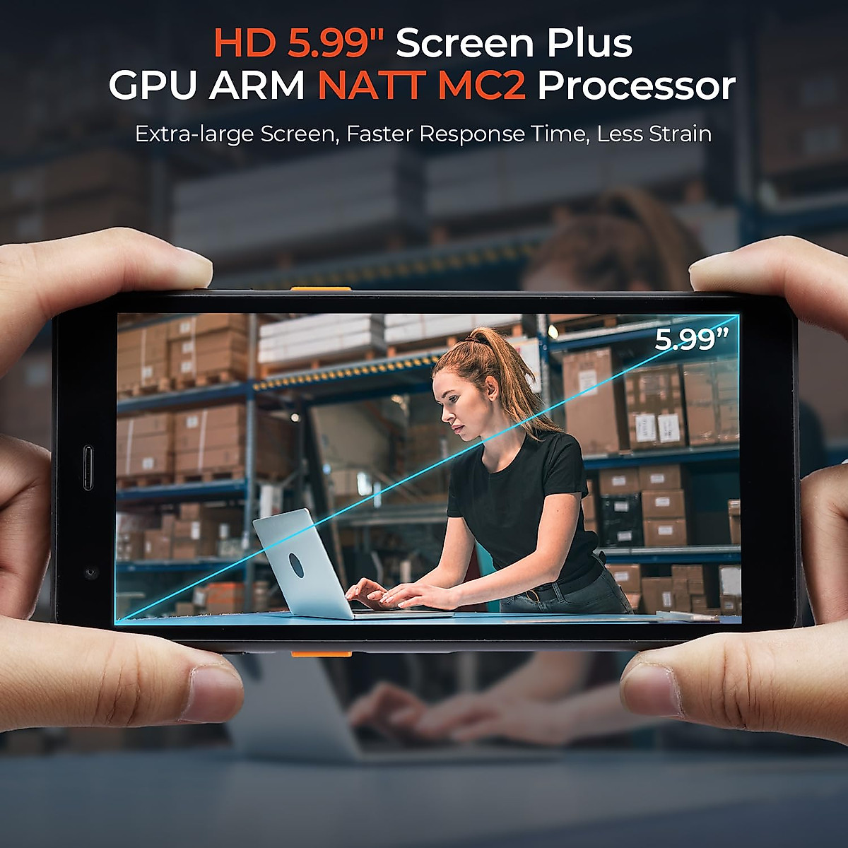 MUNBYN PDA, Android Barcode Scanner with Full Screen, Andriod 12 Scanner, 5G PDA, Equipped with SE4710 Zebra Scanner Engine, 5.99" Mobile Computer Handheld 4+64GB, BT/Wi-Fi Inventory Scanner