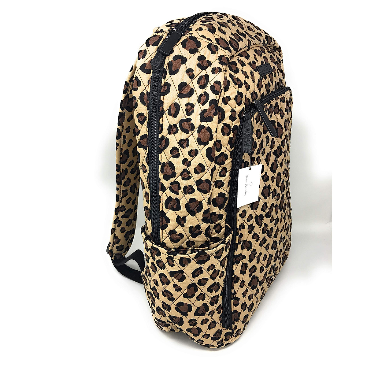 Vera Bradley Laptop Backpack (Updated Version) with Solid Color Interiors (Leopard with Black Interior)