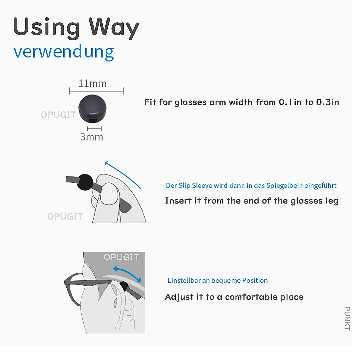 OPUGIT Silicone Eyeglasses Temple Grips Retainer, Mini Round Eyewear Retainer, Anti-Slip Glasses Retainers, Frame Grips for Spectacle, Sunglasses, Glasses, Eyewear, 10 Pairs,Clear