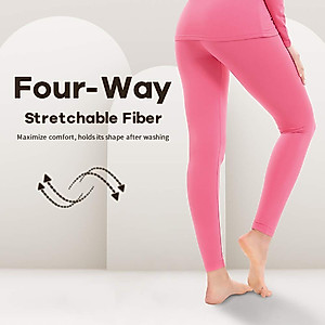 MANCYFIT Thermal Pants for Women Fleece Lined Leggings Underwear Soft Bottoms Pink Medium