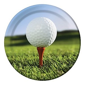 Creative Converting Sports Fanatic Golf Sturdy Style Paper Dinner Plate, 8.75", Multicolor