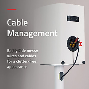 Fluance Floor Speaker Stands for Surround Sound and Bookshelf Speakers with Solid Construction, Adjustable Floor Spikes, Rubber Isolation Feet, Cable Management, Square Base - Matte White/Pair SS05SWH