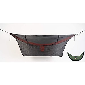 Ticket to the Moon 360° Convertible Mosquito and Bug Hammock Net - Fair Trade & Handmade All-Round Protection from Bugs and Insects - Double Circular Zipper Opens Ceiling for Extra Comfort - Black