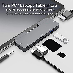 USB C Hub, 7-in-1 Multi-Function Docking Station USB Hubs for PC / Laptop / Tablet, Computer Networking Hubs USB C Interface 1 USB3.0 1 HDMI 1 4K x 2K PD Charging