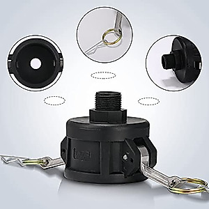 275 330 Gallon IBC Tote Fittings IBC Tote Adapter IBC Tote Tank Drain Adapter for Garden Hose Camlock Garden Water Hose 2 Inch Tote Lock, Black (1)