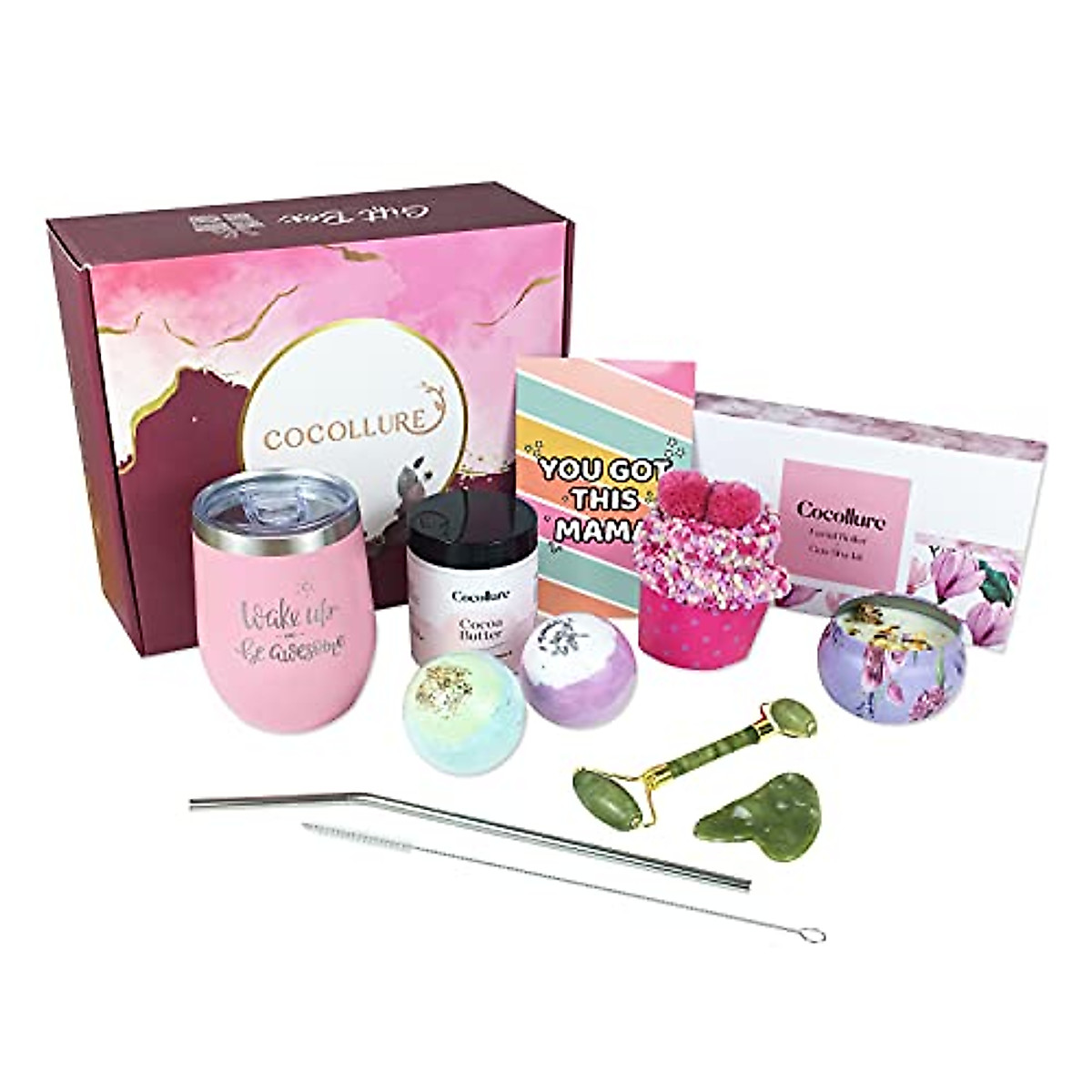 New Mom Gifts Ideas - Best Relaxing Spa Gift Bath Box Set for Women - Pregnancy New Mom Care Package - Unique Present Idea for First Time Mom Expecting Mother - Baby Shower Basket