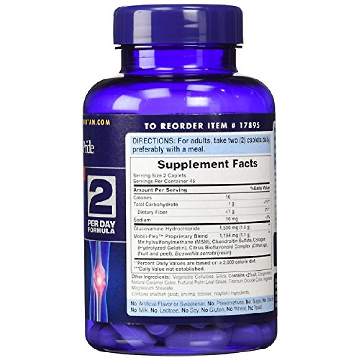 Puritan's Pride 2 Pack of Triple Strength Glucosamine, Chondroitin & MSM Joint Soother Puritan's Pride Triple Strength Glucosamine, Chondroitin & MSM Joint Soother-90 Caplets