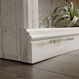 Sauder Misc Storage Contemporary 3-Shelf Wood Bookcase in White Plank